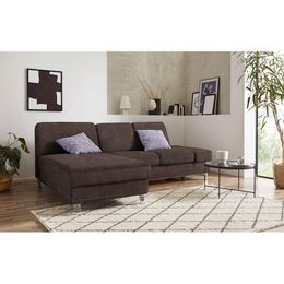 Sit & More sit&more Ecksofa &raquo;Clio L-Form&laquo; optional Schlaffunktion oder Vorziehsitz und Bettkasten, Federkern braun B/H/T: 246cm x 89cm x 165cm, Microfaser, 