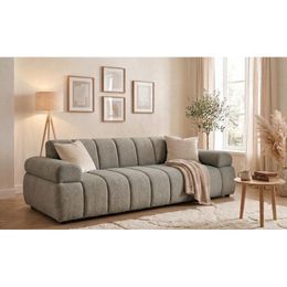 Home Affaire 3-Sitzer &raquo;LYOTH Design-Sofa, moderne Steppung, Breite 220 cm&laquo; mit Wellenunterfederung, gem&uuml;tlich und modern, komfortables Sitzgef&uuml;hl grau