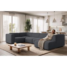 OTTO home Wohnlandschaft &raquo;Merid U-Form, B: 367 cm&laquo; jederzeit durch Module erweiterbar grau 100% Polyester B/H/T: 367cm x 70cm x 206cm, Cord, Ottomane 