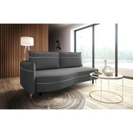 exxpo - sofa fashion Loungesofa &raquo;Ortis mit toller Kontrastnaht, Solit&auml;rm&ouml;bel, bequem, schmale Armlehne&laquo; Schlafsofa mit Bettfunktion und Bettkasten, 