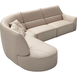 Egoitaliano Ecksofa &raquo;Puffy, extravagant & edel, Retro Designsofa, hoher Sitzkomfort, L-Form&laquo; mit Ottomane, wahlweise mit und ohne elektrischer Relaxfunktion grau 