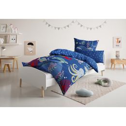 OTTO home Kinderbettw&auml;sche &raquo;CUDDLEE&laquo; 2 Stk. in vielen Designs: Dino,Einhorn,Weltraum,Baustelle,Herz,Trecker,Safari blau Renforc&eacute;, Obermaterial: 100% 