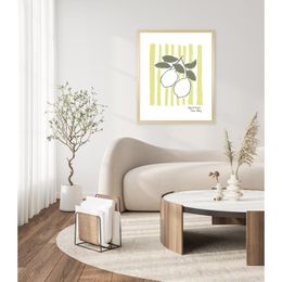 s.Oliver Kunstdruck &raquo;Zitronen "Squeeze the day"&laquo; Kunst Obst Obst Bilder Schriftzug Schriftz&uuml;ge 1 Stk. tlg. gerahmt, Rahmen aus Holz, Echtholz Holz, 