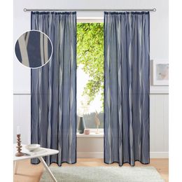 OTTO home Gardine &raquo;Dimona&laquo; Kr&auml;uselband 2 Stk. tlg. 2er-Set, transparent, Voile, Polyester blau Voile, Polyester 225cm, Kr&auml;uselband, 140cm