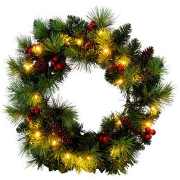 N&auml;ve n&auml;ve LED-Leuchtzweig &raquo;LED-Weihnachtskranz mit Beeren und Zapfen&laquo; 20x LED 2800K,Timer,warmwei&szlig;,incl. Kupferdraht-Lichterkette bunt Dioden 20 Stk., 