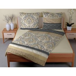 CASATEX Bettw&auml;sche &raquo;Verena&laquo; 2 Stk. elegant und trendig beige Satin, Obermaterial: 100% Baumwolle B/L: 135cm x 200cm, 1 Stk., 1 Stk., Satin, B/L: 80cm 