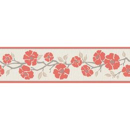 A.S. Cr&eacute;ation Bord&uuml;re &raquo;Only Borders 11&laquo; floral gebl&uuml;mt nat&uuml;rlich strukturiert Blumen-Tapete Bord&uuml;re Blumen Borte Wohnzimmer Schlafzimmer K&uuml;che Optik grau Vlies B/L: