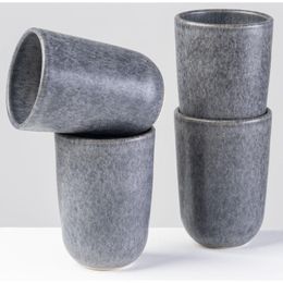 gipfelst&uuml;ck Becher &raquo;Moos'n'Stein&laquo; Scandi-Style, Reaktivglasur, jedes St&uuml;ck ein Unikat, 4-teilig grau Steinzeug 350ml, 4 Stk.