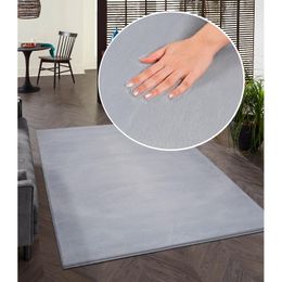 MERINOS Teppich &raquo;Focus 47&laquo; rechteckig 11 mm H&ouml;he Fellteppich, weich und elegant, Wohnzimmer, Schlafzimmer grau Polyester B : 140cm 1 Stk., 11mm, L: 