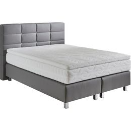 Westfalia Schlafkomfort Boxspringbett mit Kn&ouml;pfen in Kristalloptik, wahlweise mit Topper grau Bezug: Kunstleder, Polyurethan;Polsterung: 100% Polyester Kunstleder Mit 