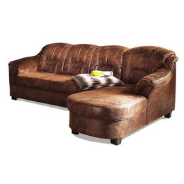 Home Affaire Ecksofa wahlweise mit Bettfunktion, mit Recamiere oder Ottomane braun B/H/T: 242cm x 84cm x 80cm, Microfaser MELROSE , Recamiere rechts, 
