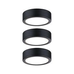 Paulmann Unterschrankleuchte &raquo;M&ouml;bel Set Pukk 3x3,5W 210lm 12/230V 2700K Kunststoff/Schwarz&laquo; 3 Stk. Warmwei&szlig; schwarz 3, &Oslash; 6,5cm H: 1,7cm, 3 Stk.