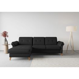 Sit & More sit&more Ecksofa &raquo;G&ouml;teborg&laquo; Sitztiefenverstellung und Federkern, wahlweise mit Bettfunktion grau B/H/T: 268cm x 90cm x 176cm, Luxus-Microfaser 