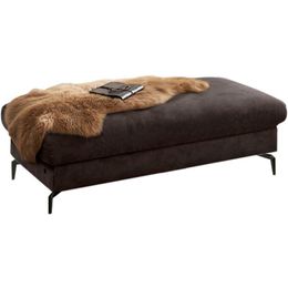 W.Schillig Polsterhocker F&uuml;&szlig;e in Schwarz pulverbeschrichtet braun Stoff S37 (100% Polyester): Luxus-Microfaser in Lederoptik B/H/T: 141cm x 42cm x 