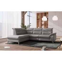 Sit & More sit&more Ecksofa &raquo;Astoria L-Form&laquo; wahlweise mit motorischer Relaxfunktion grau 100% Polyester B/H/T: 256cm x 91cm x 225cm, Luxus-Microfaser ALTARA 
