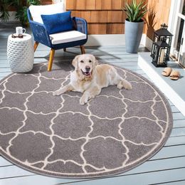 Sanat Teppich &raquo;Berlin, auch als L&auml;ufer und in Rund&laquo; rund 6 mm H&ouml;he In -und Outdoor geeignet, robust und pflegeleicht grau Kunstfaser &Oslash; 120cm 1 Stk., 6mm, &Oslash; 