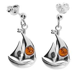 OSTSEE-SCHMUCK Damen Paar Ohrh&auml;nger "- Segelschiff - Silber 925/000 - Bernstein", 25, Silber 925 (Sterlingsilber), silber, Silber 925