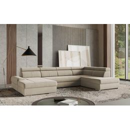 Sit & More Wohnlandschaft SIT & MORE, B:345cm H:79cm T:213cm, beige, 100% Polyester, Sofas, "U-Form", mit verstellbaren Kopfteilen, wahlweise mit Schlaffunktion
