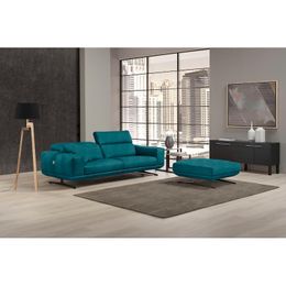 Egoitaliano 2,5-Sitzer &raquo;Gloria, super bequem und hochwertige Verarbeitung, edles Design&laquo; beidseitig verstellbare R&uuml;ckenelemente, mit Metallf&uuml;&szlig;en blau B/H/T: 236cm