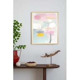 Bild mit Rahmen queence, B:30cm H:40cm T:2,5cm, bunt, Holz, Papier, Plexiglas, Wohnzimmer, Bilder, "Zeichnung in Pastell", Kunstdruck in Pastell mit