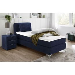 Jockenh&ouml;fer Boxspringbett, B:98cm L:209cm, blau, JOCKENH&Ouml;FER GRUPPE, Bezug Bett: Microfaser (100% Polyester);Topper und Matratzenspiegel: 100% Polyester,