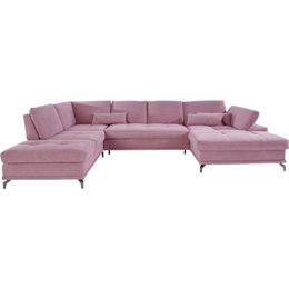 Wohnlandschaft OTTO HOME, B:363cm H:89cm T:223cm, lila, 100% Polyester;Samtoptik (100% Polyester), Sofas, "Costello U-Form, B: 363 cm mit Sitztiefen-