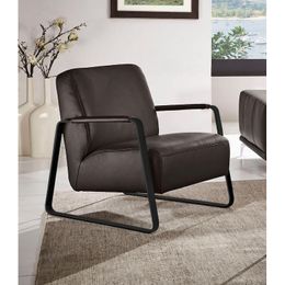 W.Schillig Cocktailsessel &raquo;quadroo Loungesessel,&laquo; mit bezogenen Armlehnen, Gestell in Schwarz pulverbeschichtet braun Velourgewebe V41 (100% Polyester