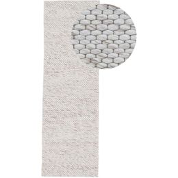 CarpetFine Wollteppich &raquo;Sina, auch als L&auml;ufer&laquo; rechteckig 14 mm H&ouml;he Handweb Teppich, reine Wolle, meliert, handgewebt, weich & kuschelig beige Wolle 