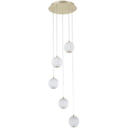 Searchlight LED-H&auml;ngeleuchte &raquo;H&auml;ngeleuchte Allure, 5-flammig&laquo; LED-Modul 1 Stk. Warmwei&szlig; Eiskugel-Optik gold 5, &Oslash; 30cm H: 110cm, 1 Stk.