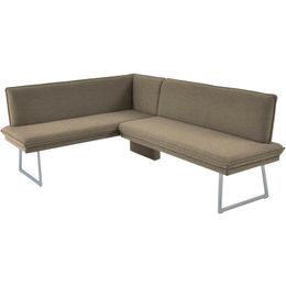 K+w Komfort & Wohnen K+W Komfort & Wohnen Eckbank mit Sattlernaht und schmaler Kufe, langer Schenkel rechts oder links beige B/H/T: 86cm x 60cm, Flachgewebe Q2 2250, 