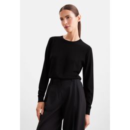 Seidensticker Damen Strickpullover, schwarz, Gr. XS, unifarben, 90% Wolle, 10% Seide, Pullover, Sweater Uni