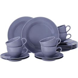 Seltmann Weiden Kaffeeservice &raquo;Geschirr-Set, 18 Teile, Beat&laquo; Tassen, Untertassen, Teller, Made in Germany, 18 Teile, f&uuml;r 6 Personen blau Porzellan 18 Stk.