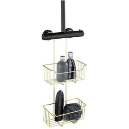 Wenko Duschregal &raquo;Modell Milo&laquo; 2 Etagen, zum Einh&auml;ngen ohne Bohren, rostfreier Edelstahl gold Edelstahl, Kunststoff B/H/T: 25cm x 55cm x 14cm
