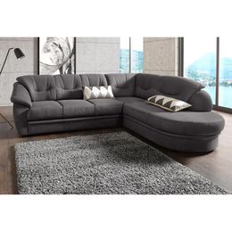Sit & More sit&more Ecksofa &raquo;Savona&laquo; wahlweise mit Schlaffunktion grau NaturLEDER (echtes Rindsleder) in Sitz und R&uuml;cken. Korpus in passendem Kunstleder SOFTLUX 