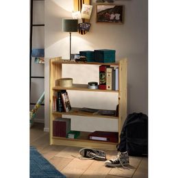 M&ouml;bilia B&uuml;cherregal 1 Stk. tlg. gefertigt aus massivem Kiefernholz beige Massivholz B/H/T: 80cm x 100cm x 30cm, 3 Stk. offene F&auml;cher, 2 B&ouml;den