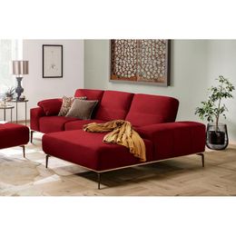 W.Schillig Ecksofa &raquo;run, Designsofa mit tollem Sitzkomfort, bequem, L-Form&laquo; mit Holzsockel, F&uuml;&szlig;e in Bronze pulverbeschichtet, Breite 279 cm rot 