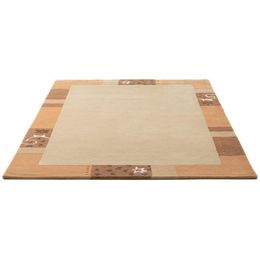 Theko Wollteppich &raquo;Royal Ganges&laquo; rechteckig 13 mm H&ouml;he 95% Wolle, mit Bord&uuml;re, ideal im Wohnzimmer & Schlafzimmer beige Viskose, Wolle B : 240cm 1 Stk