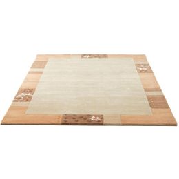 Theko Wollteppich &raquo;Royal Ganges&laquo; rechteckig 13 mm H&ouml;he 95% Wolle, mit Bord&uuml;re, ideal im Wohnzimmer & Schlafzimmer beige Viskose, Wolle B : 60cm 1 Stk.