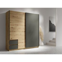 Home Affaire Kleiderschrank &raquo;Norias Stauraumwunder, moderner Schrank&laquo; Schlafzimmer Garderobe mit 2 Schwebet&uuml;ren und 2 Schubladen grau Melamin Artisan 