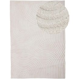 CarpetFine Teppich &raquo;Holly Zen 1&laquo; rechteckig 12 mm H&ouml;he Hoch-Tief-Effekt, geometrisch, Zeitloses Design, dekoratives Highlight beige Polyester B : 