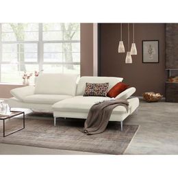 W.Schillig Ecksofa &raquo;enjoy&MORE, mit tollem Sitzkomfort, elegant und bequem, L-Form&laquo; mit Sitztiefenverstellung, F&uuml;&szlig;e silber matt, Breite 294 cm wei&szlig; 