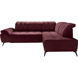 Home Affaire Ecksofa &raquo;Lazio modern und bequem, schmale Armlehnen, tolle Detailverarbeitung&laquo; rot 100% Polyester B/H/T: 272cm, Microfaser, Ottomane 
