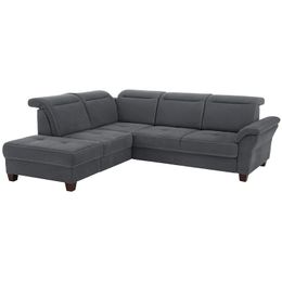 OTTO home Ecksofa &raquo;Solvei L-Form&laquo; wahlweise auch mit Kopfteilverstellung und Schlaffunktion, Federkern grau Luxus-Microfaser Lederoptik (100% 