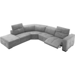 Egoitaliano Ecksofa &raquo;Sauvanne, Designsofa der Extraklasse, elegant und bequem, L-Form&laquo; wahlweise mit elektrischer Relaxfunktion, Kopfteilverstellung grau Leder &raquo;