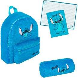 Undercover Damen Undercover Kinderrucksack &raquo;Lilo & Stitch Pl&uuml;sch&laquo; Rucksack + Pl&uuml;sch Schlamperetui + Pl&uuml;sch Notizbuch A5 blau B/H/T: 20cm x 20cm x 10cm