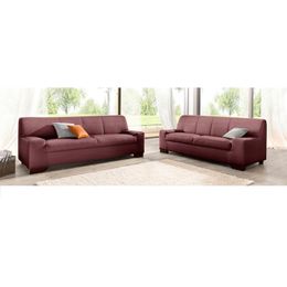 DOMO collection Polstergarnitur &raquo;Norma kubisch und zeitlos&laquo; Set, 2 Stk. tlg. bestehend aus je einem 2- und 3-Sitzer rot B/H/T: 74cm, Kunstleder 