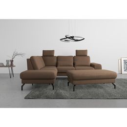 Sit & More sit&more Ecksofa &raquo;Cinturo L-Form&laquo; inklusive Sitztiefenverstellung und Federkern, Sitzh&ouml;he 48 cm braun B/H/T: 260cm x 91cm x 226cm, Luxus-Microfaser 