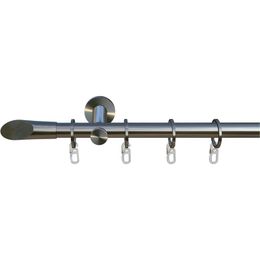 Indeko Gardinenstange &raquo;Marbella&laquo; &Oslash; 16 mm 1 l&auml;ufig-l&auml;ufig Wunschma&szlig;l&auml;nge Komplett-Set inkl. Ringen,Faltenlegehaken und Montagematerial Eisen B/L: 410cm