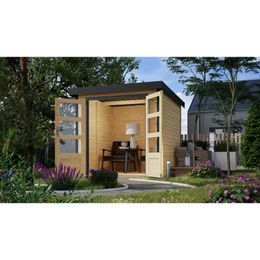 Karibu Gartenhaus &raquo;Jupiterino 2, in verschiedenen Farben&laquo; Made in Germany braun Massivholz ohne Fu&szlig;boden, Blechdach