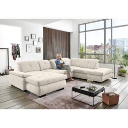 Die PlanBar Ecksofa &raquo;MP-IN16012 U-Form, mit Kaltschaum-Polsterung&laquo; inkl. Sitztiefenverstellung wahlweise mit weiteren Funktionen beige 85% Polyester;